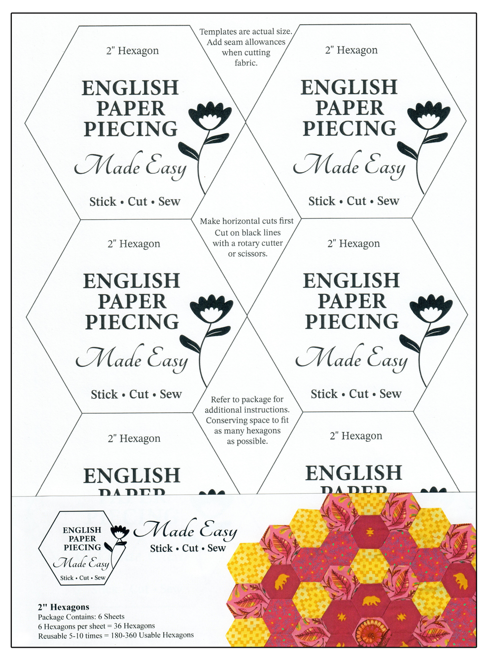 English Paper Piecing Made Easy | Templates for Hexagons 2" – Sewforever